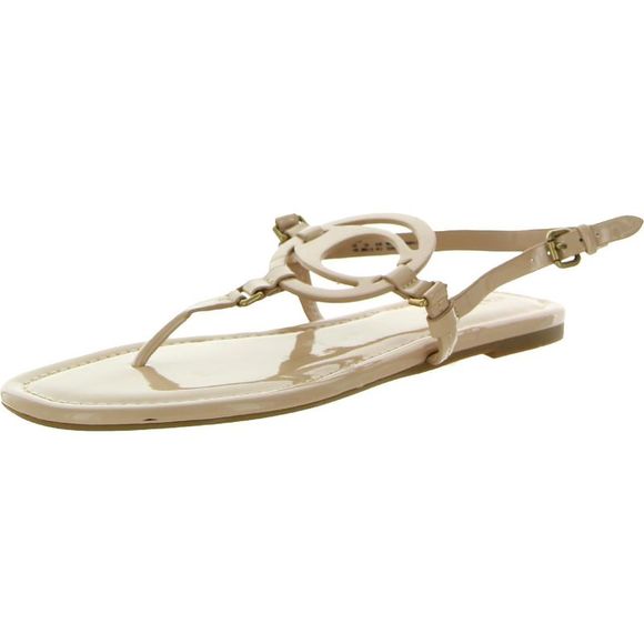 Coach | Shoes | Coach Womens Jeri Tan Flat Patent Logo Thong Sandals ...
